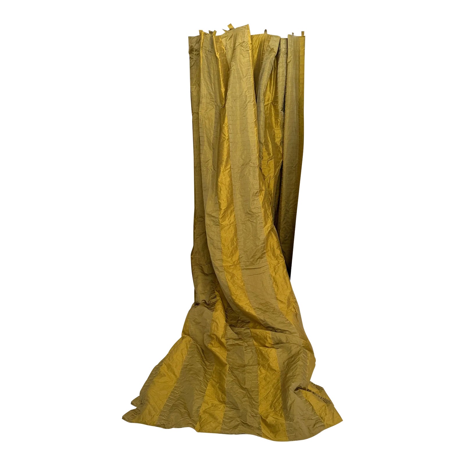 Vintage Custom Silk Taffeta Gold Drapery Panels-A Set | Chairish