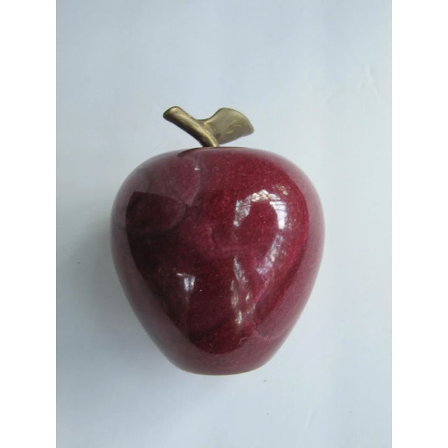 Vintage Alabaster Apple With Brass Stem | Chairish