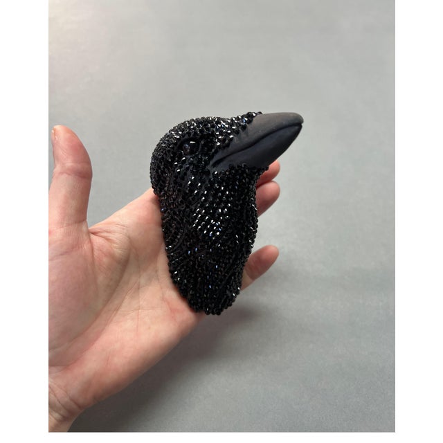 Karla Walter Ceramic, Swarovski Crystals, Wall Sculpture of Crow Head ...
