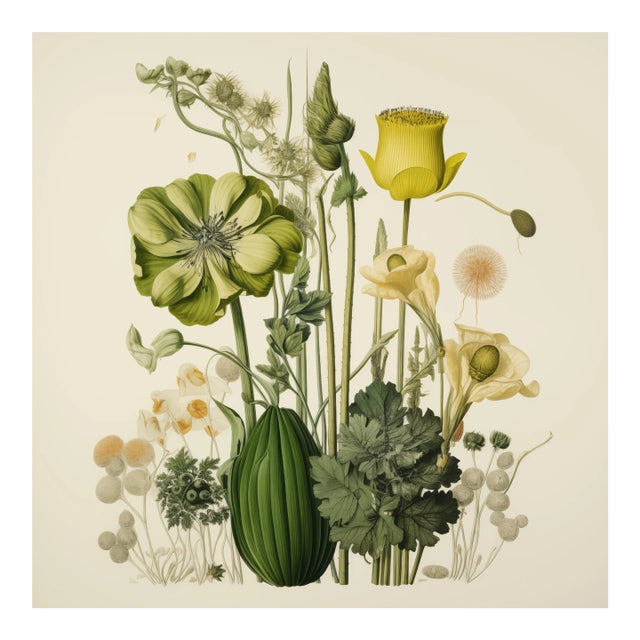 20' X 20' Original Watercolor Botanical Fine Art Print - Dark Green ...