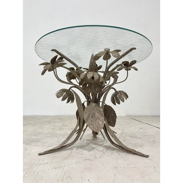 Vintage Tole Flower Side Table | Chairish