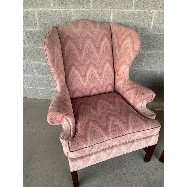 Woodmark Originals Flame Stitch Wing Back Arm Chairs - a Pair | Chairish