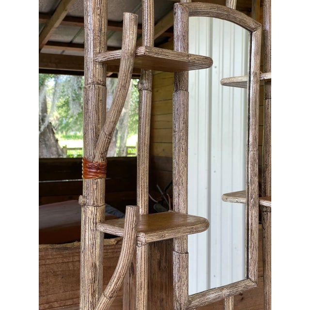 Palecek Farmhouse Coastal Faux Bamboo Wicker Hall Tree | Chairish