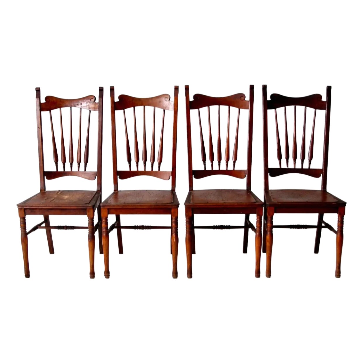 Antique Wooden Dining Chairs Set of 4 | Chairish