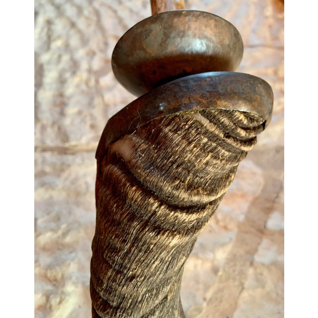 Rare Vintage Custom Made African Kudu Horn Sconces With Rawhide Leather ...