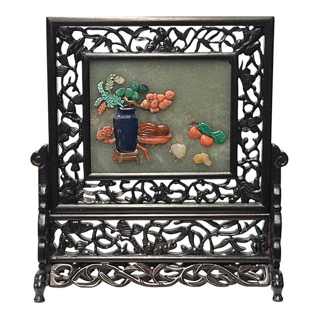 Jade Stone Plaque Precious Color Gemstone Inset Table Top Display ...