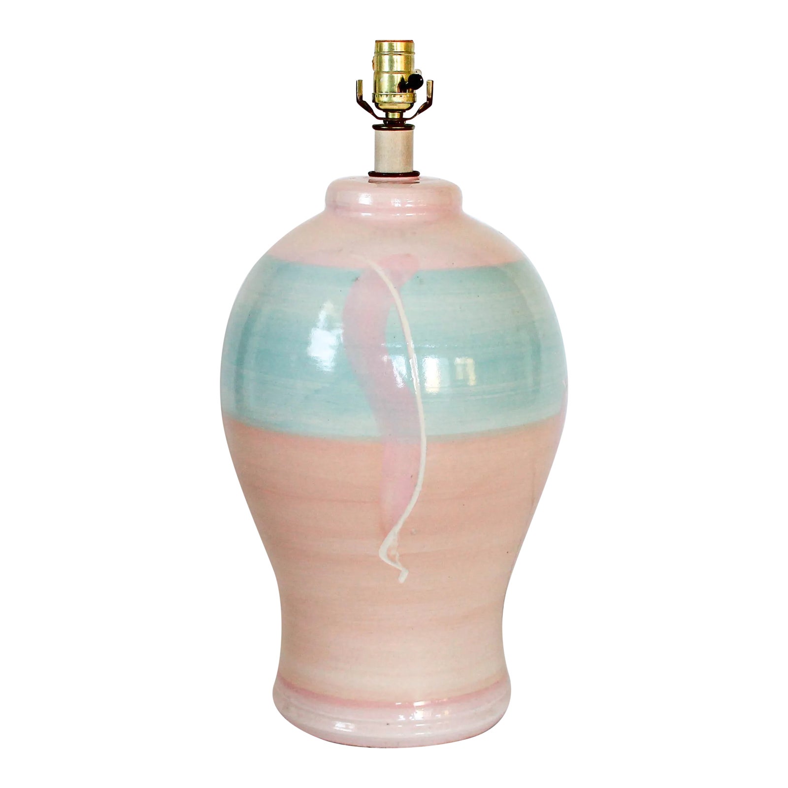 Glazed Pastel Pottery Table Lamp | Chairish