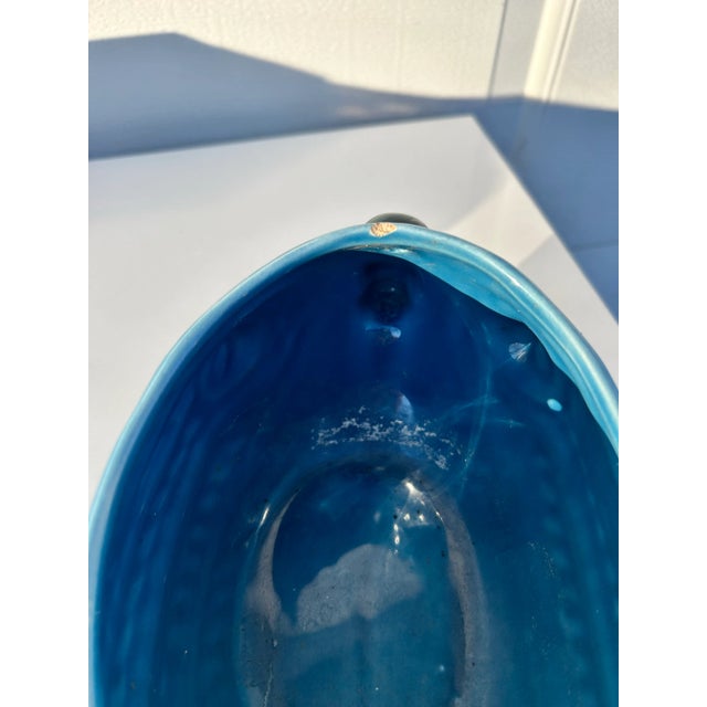 Vintage Blue Glazed Ceramic Fish Planter | Chairish