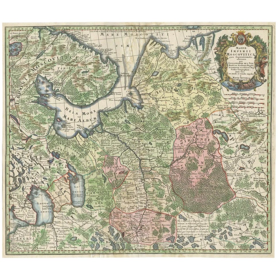 Imperial Map of Northern Russia with Archangel and Lapland and Permia ...
