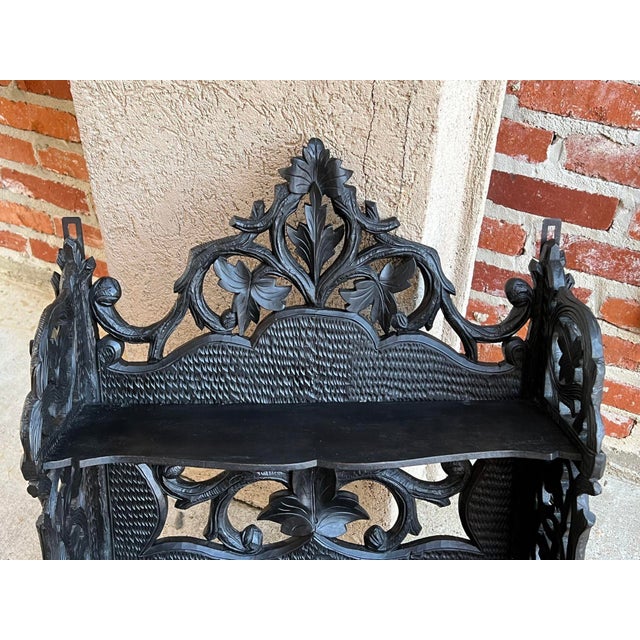 Antique European Black Forest Carved Wall Shelf Plate Display Rack ...