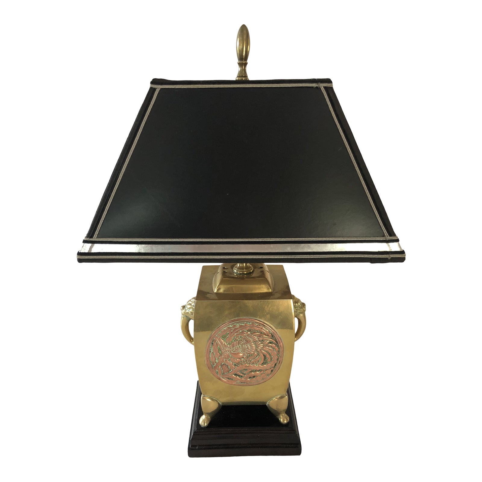 1980s Brass Table Lamp With Custom Shade | Chairish