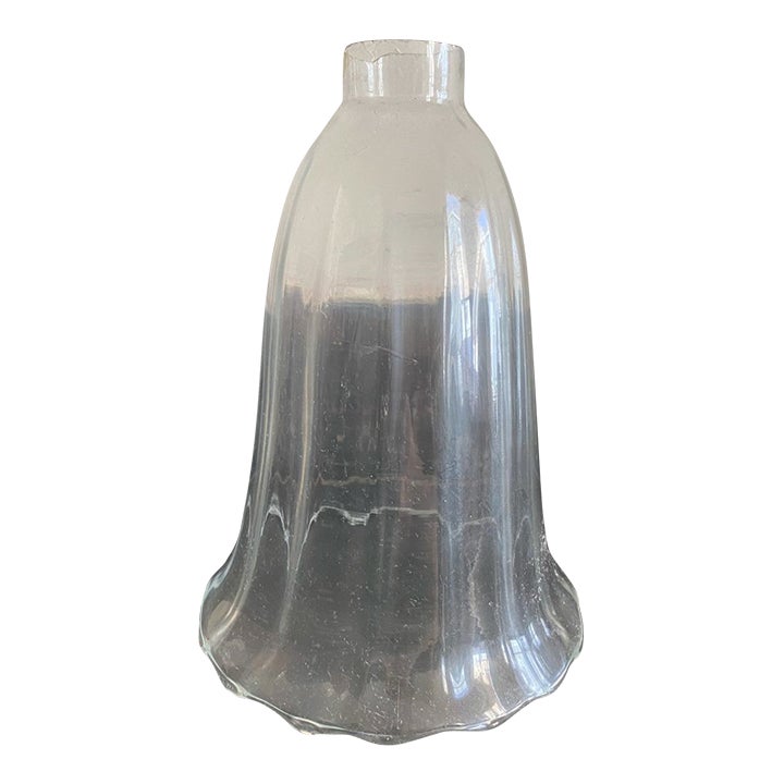 Antique Fluted Design With Scalloped Edge Clear Bell Glass Shade Rare ...
