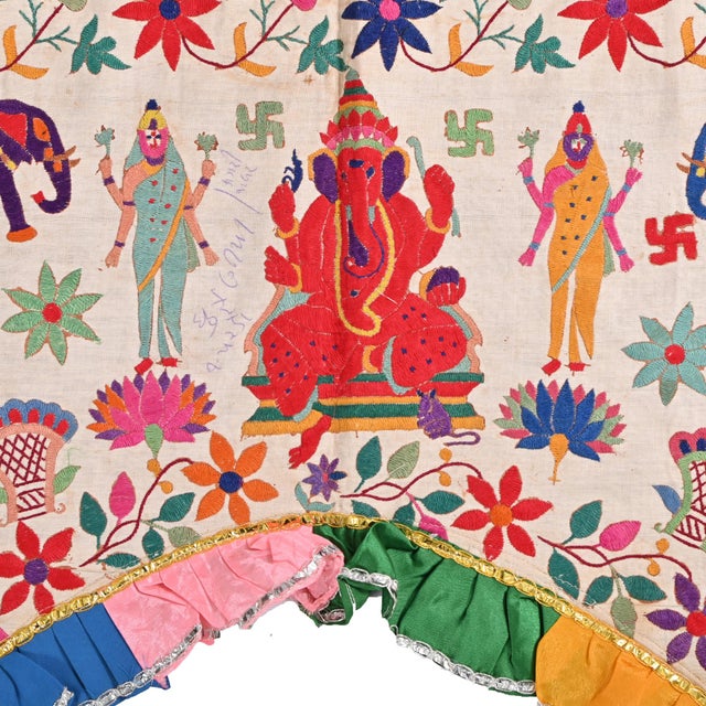 1960s Embroidery Birds & Lords Toran Gate Hanger Door Hanging Indian ...