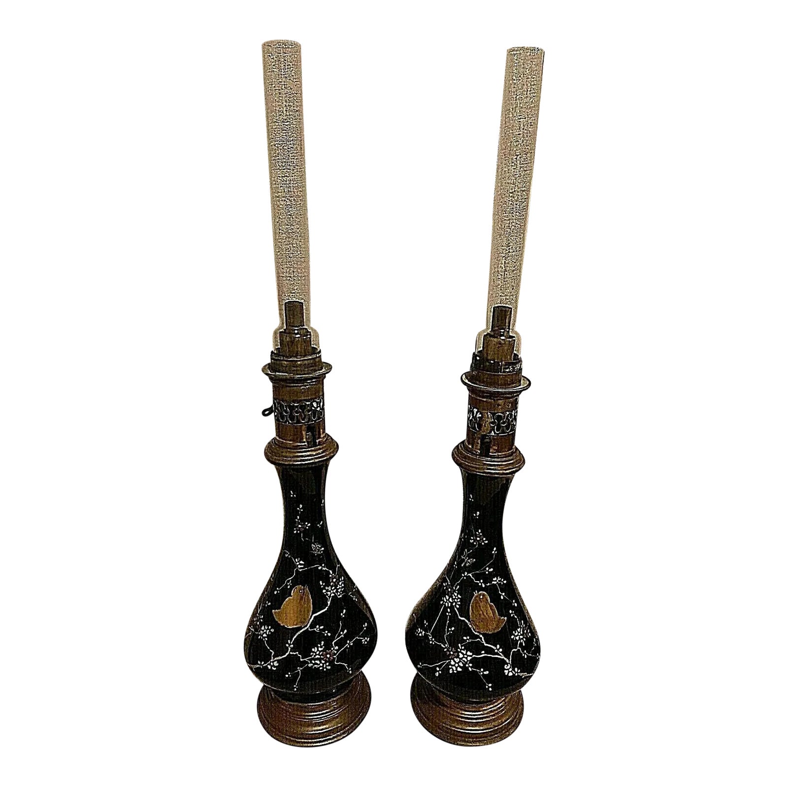 Antique C1870's Russian Napoleon III Era Black Opaline with Birds ...