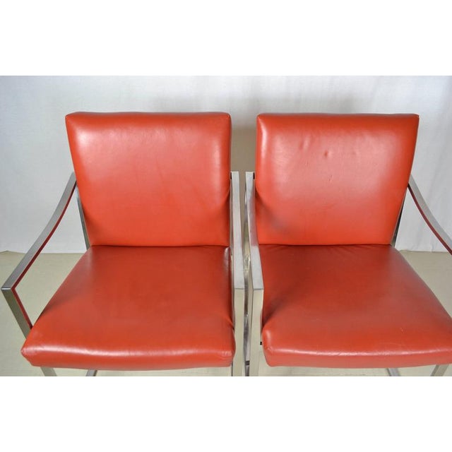 Leather Armchairs | Chromed Metal Sled Base | Chairish