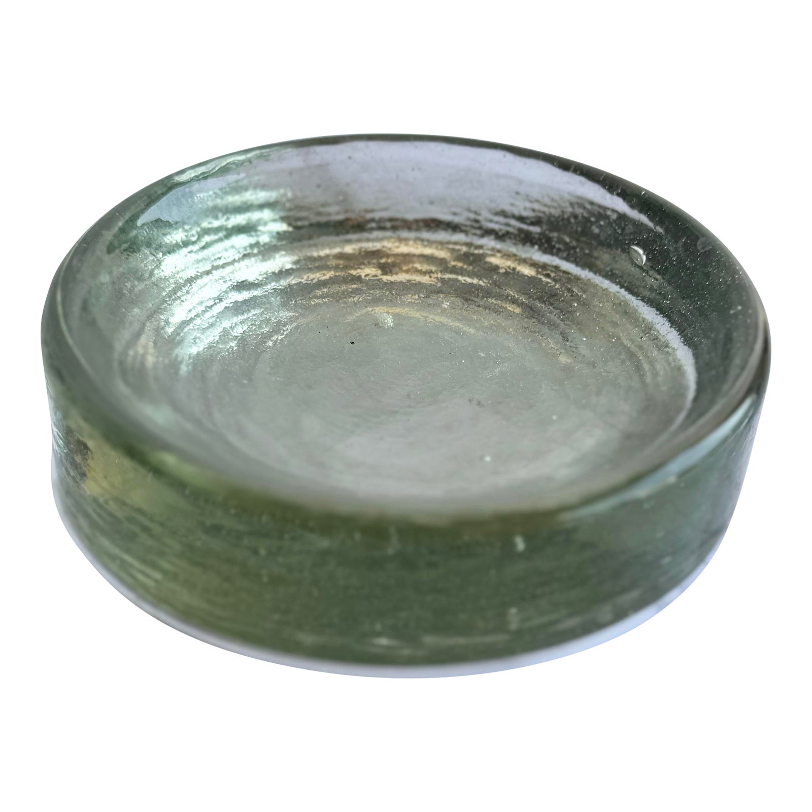 Vintage Minimalism Thick Textured Glass Dish | Chairish