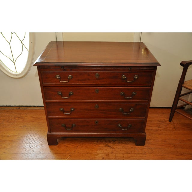 19th C. Inlaid Mahogany Bachelor's Chest W Brushing Slide | Chairish