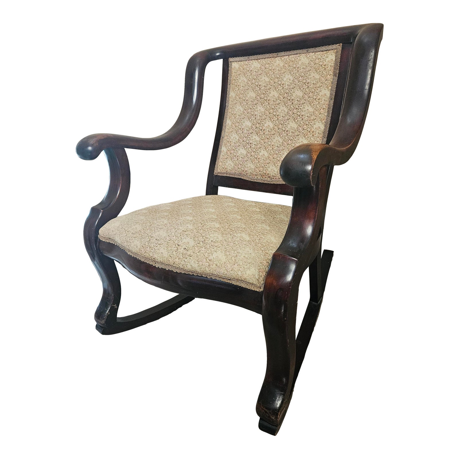 19th Century Antique Empire Mahogany Rocking Chair | Chairish