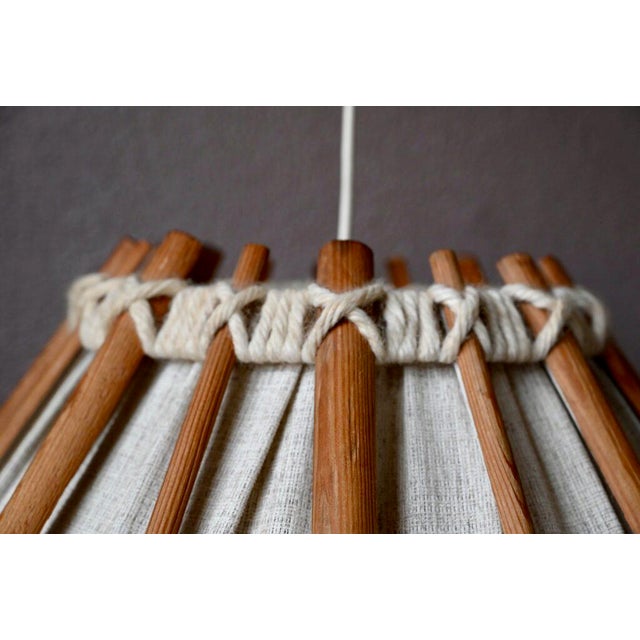 Large Scandinavian Ceiling Light in Canvas and Wood, 1970s | Chairish