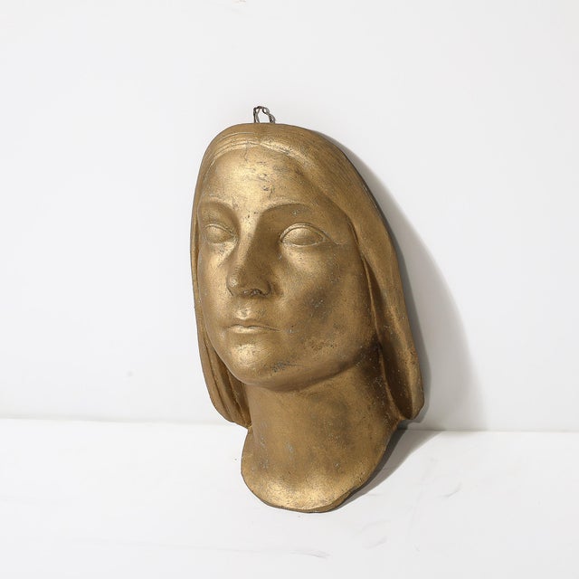 Art Deco Gilded Plaster Wall Plaque | Chairish