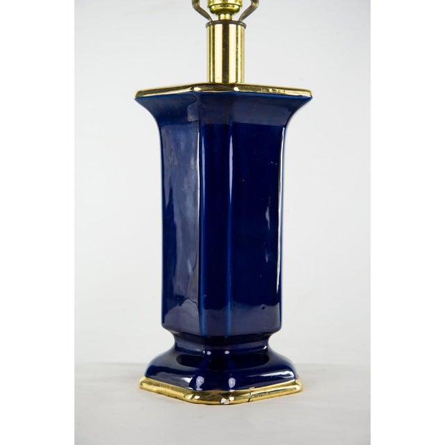 Cobalt Blue Ceramic Column-Shaped Table Lamp | Chairish