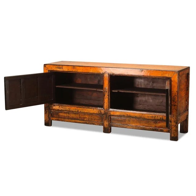 Orange Lacquer Sideboard with Flowers, 1920s | Chairish