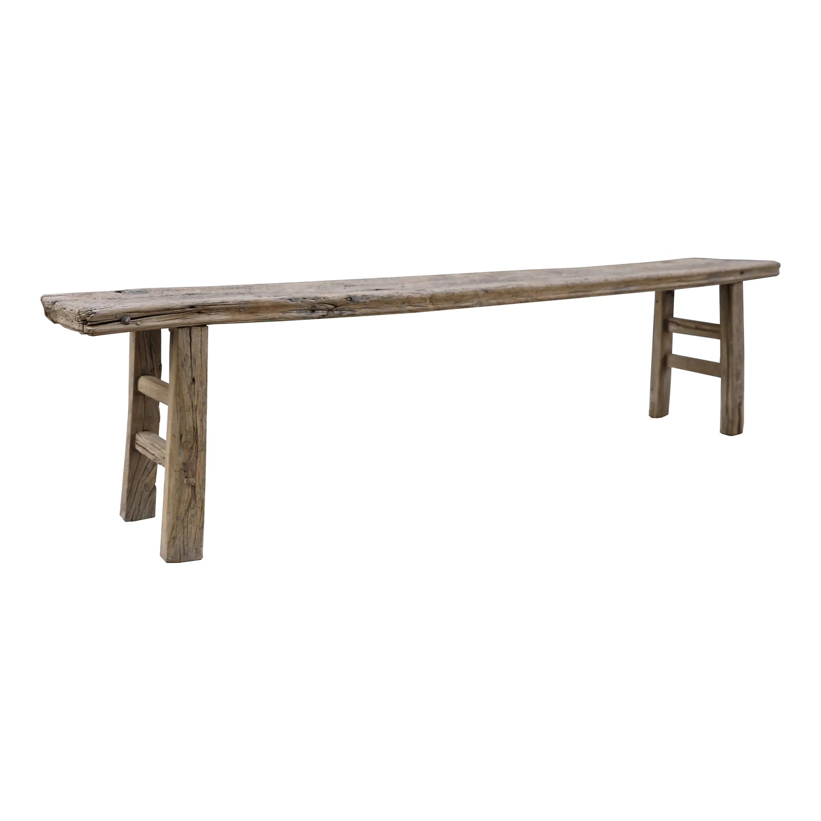 Mid 20th Century Mid-Century Vintage Weathered Natural Wood Bench ...