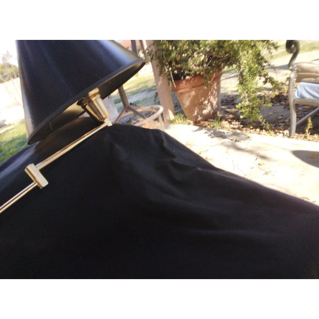 1980s Brass Swing Arm Lamp Wit Faux Black Snake Skin Shade | Chairish