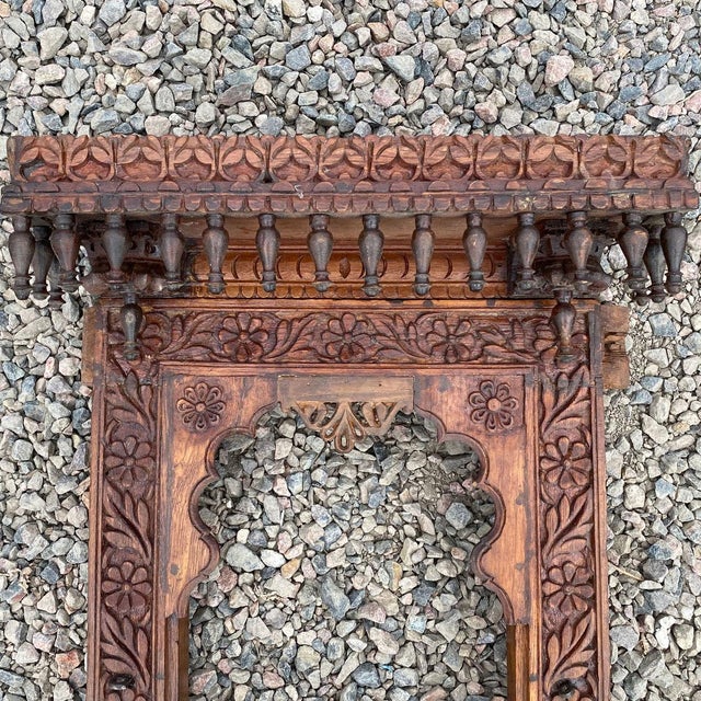 19th Century Indian Carved Teak Haveli Window Frame | Chairish