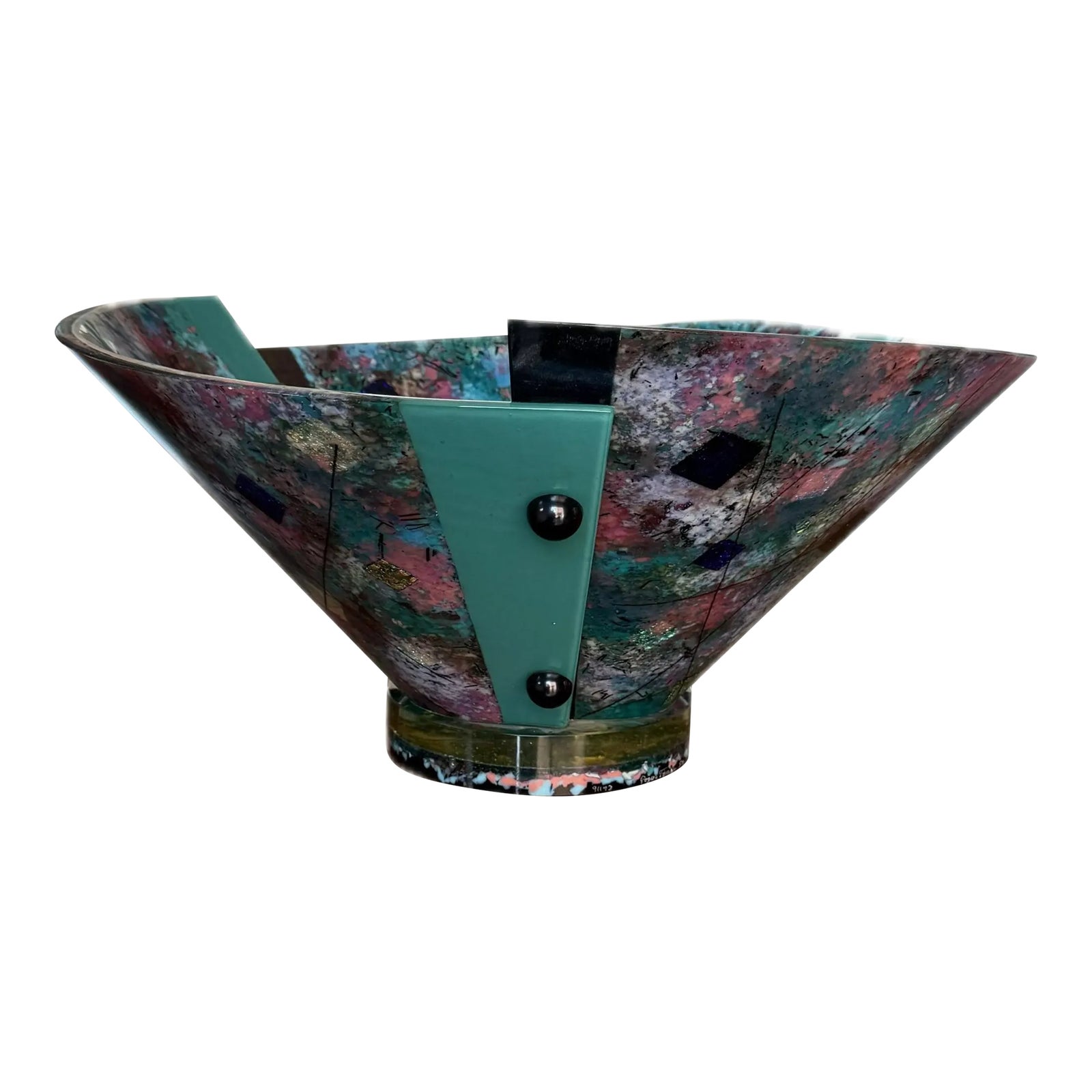 Late 20th Century Fused Glass Postmodern Centerpiece Bowl Made and ...
