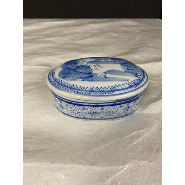 Blue and White Chinese Porcelain Box | Chairish
