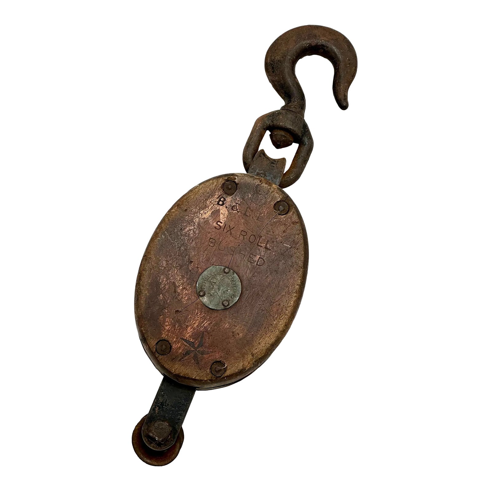 Large Antique Tall Ship Sail Rigging Block & Tackle Pulley by Boston ...
