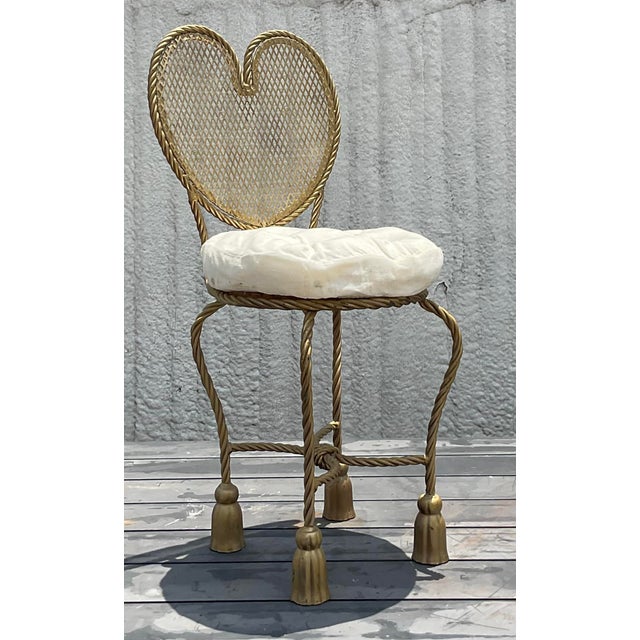 Vintage Regency Gilt Tassel Heart Chair | Chairish