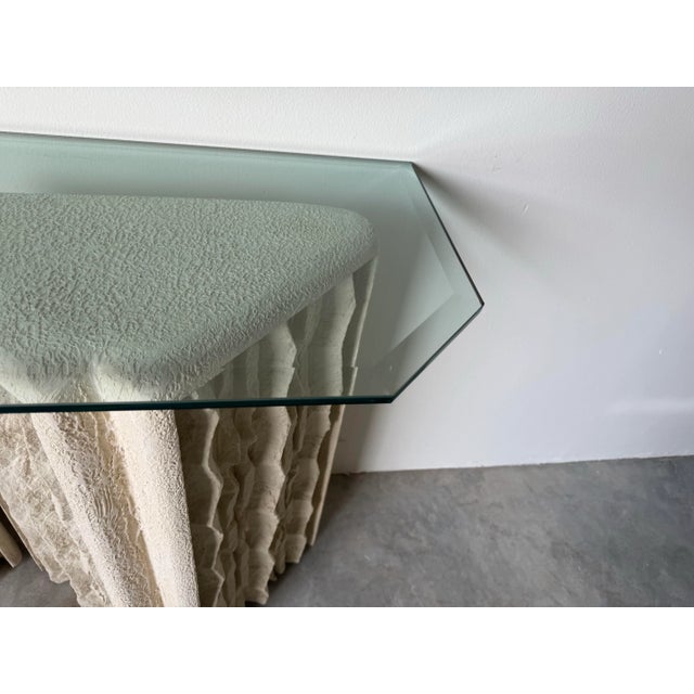 1980's Postmodern Sculptural Cast Plaster Console Table W/ Glass Top ...