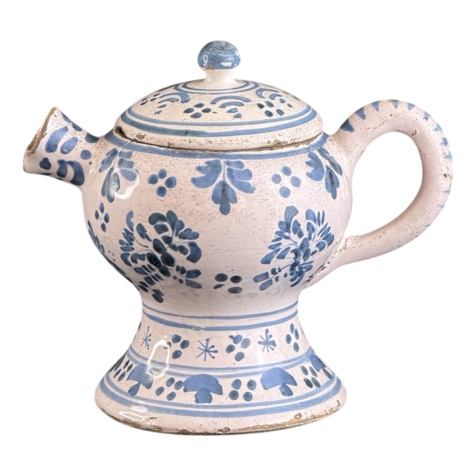 French Faience Blue and White Posset Pot, 1700s | Chairish