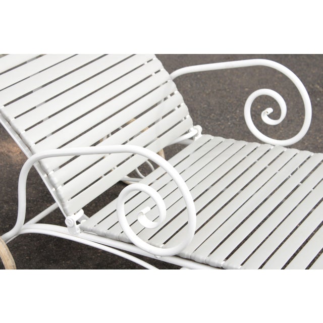 Mid 20th Century Scrolled Iron Patio Chaise Lounges - A Pair | Chairish