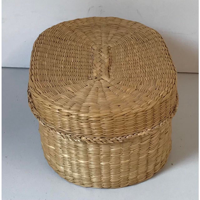 Vintage Lidded Oval Sweetgrass Trinket Box | Chairish
