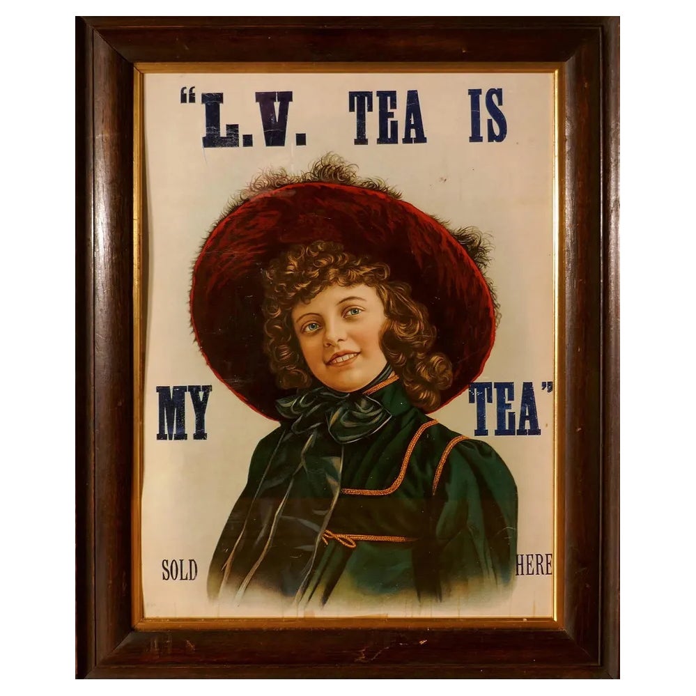 Edwardian Framed Tea Advertising Card Poster, 1910s | Chairish