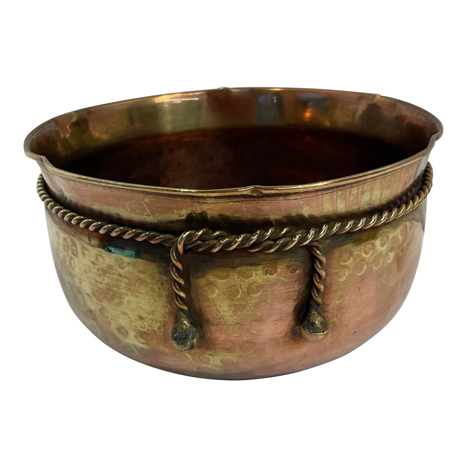 Vintage Brass Planter With Rope Design | Chairish
