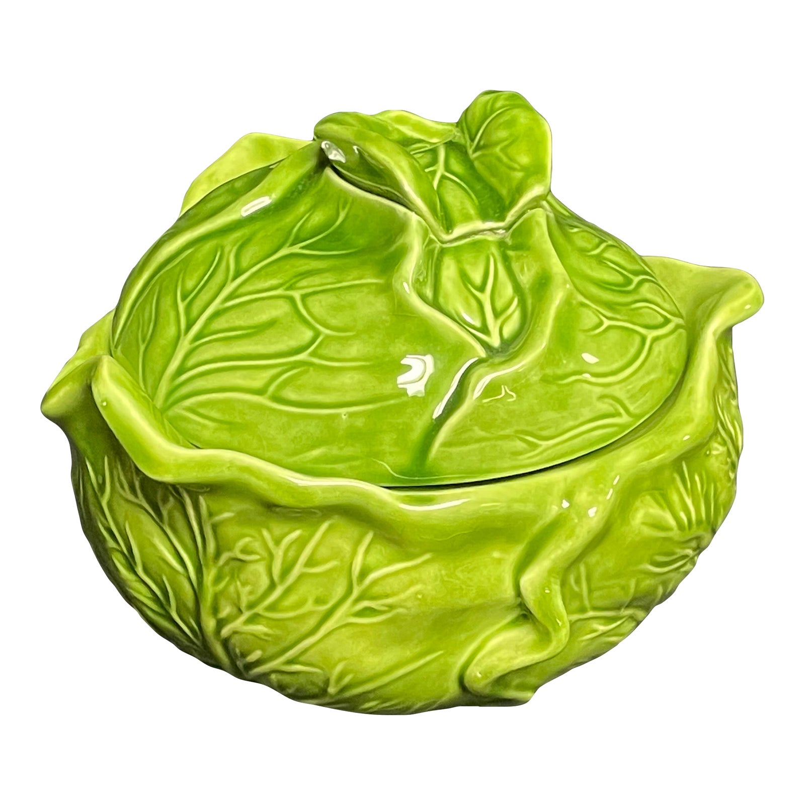 Vintage Small Pottery Cabbage Serving Bowl With Lid | Chairish