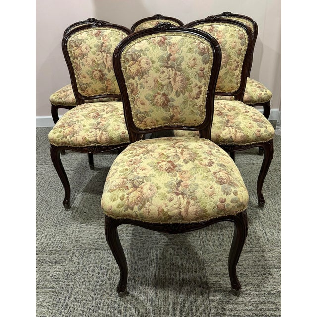 Set of 6 French Louis XV Carved Dining Chairs | Chairish