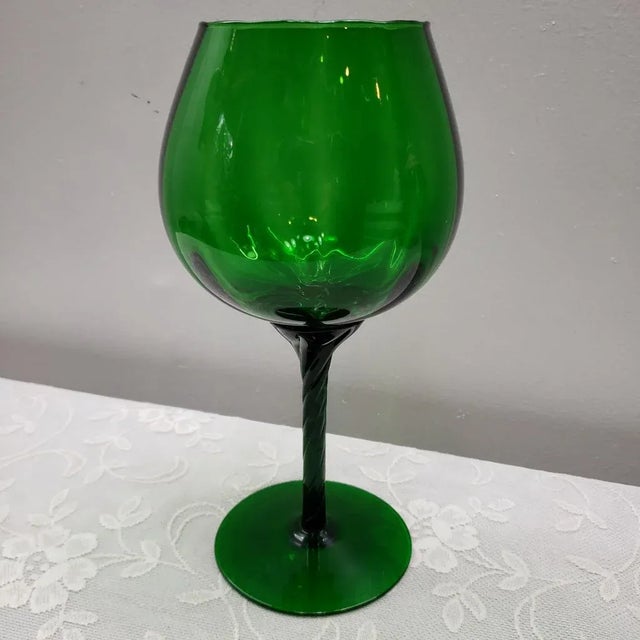 Mid Century Italian Emerald Green Art Glass Vase Vintage Murano 12 ...