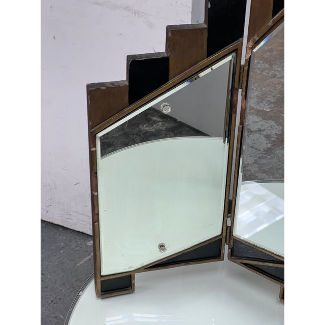 Vintage Tri-Fold Art Deco Table Top Mirror | Chairish