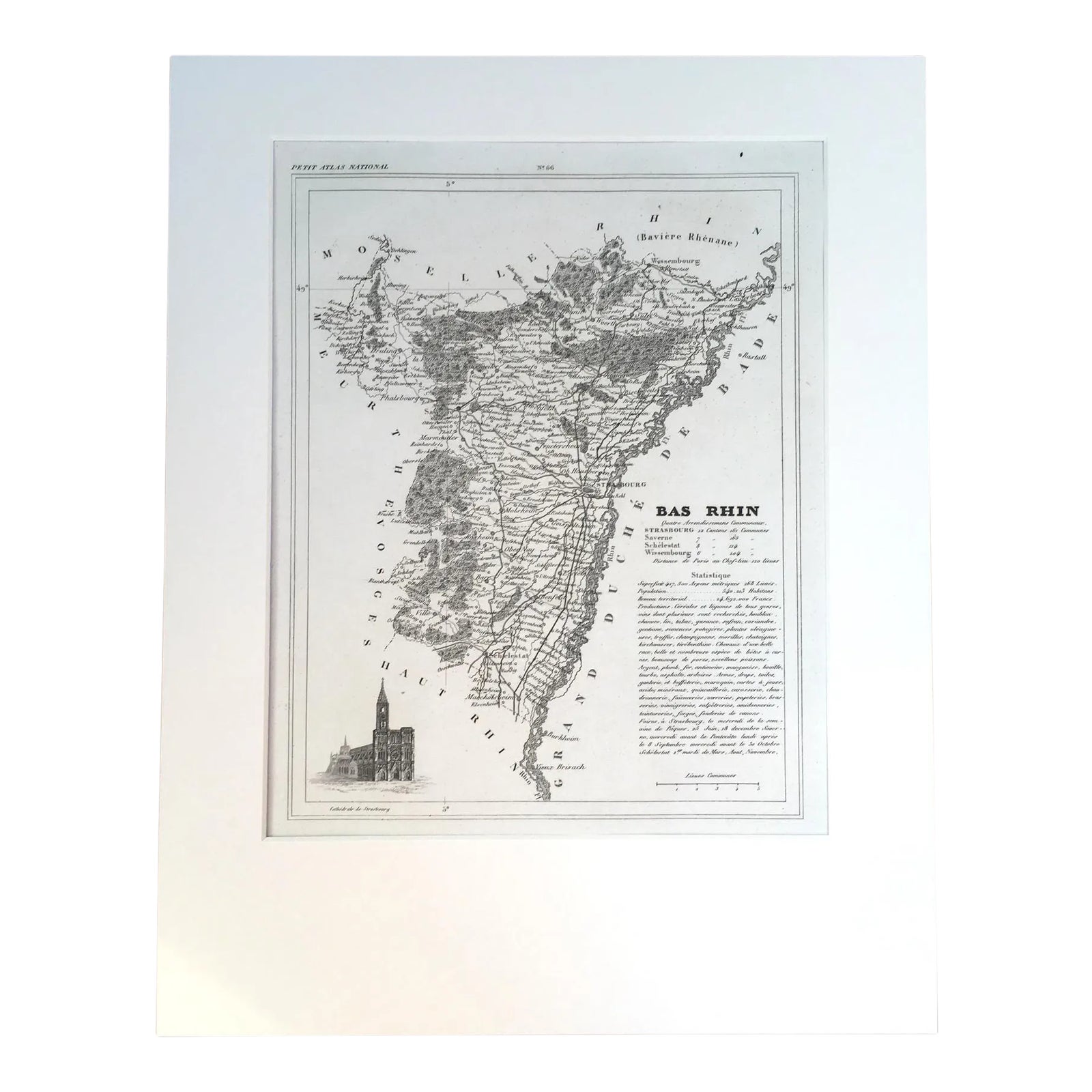 19th C. Map of Bas Rhin, France, "Petit Atlas..." 1833 | Chairish