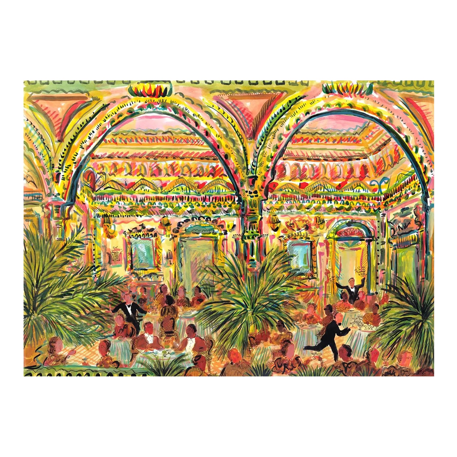 Green Palm Dining Room Print by Pauline De Roussy De Sales | Chairish