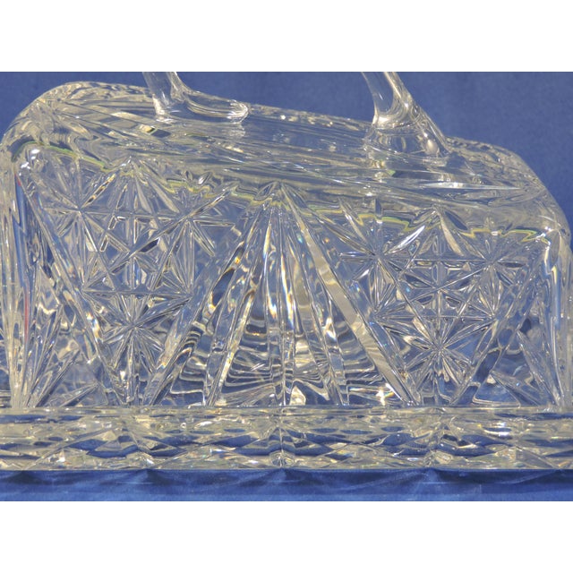 Vintage Godinger Crystal Glass Cheese Dish Wedge Shape Dome Lid Diamond ...