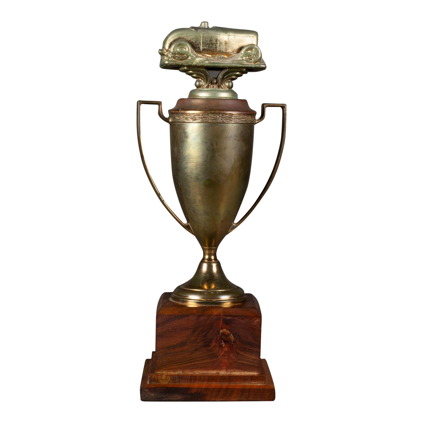Vintage Copper and Brass Plated Racing Car Trophy C.1940-1970 | Chairish