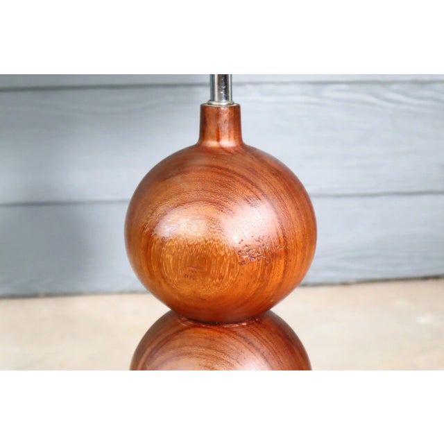 Mid Century Danish Pair Stacked Wood Sphere Table Lamp Walnut Wood ...