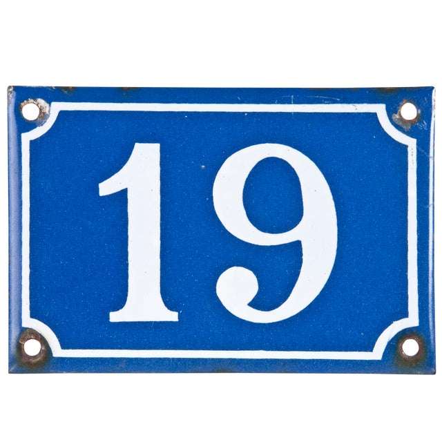 Vintage French Porcelain "19" House Number | Chairish