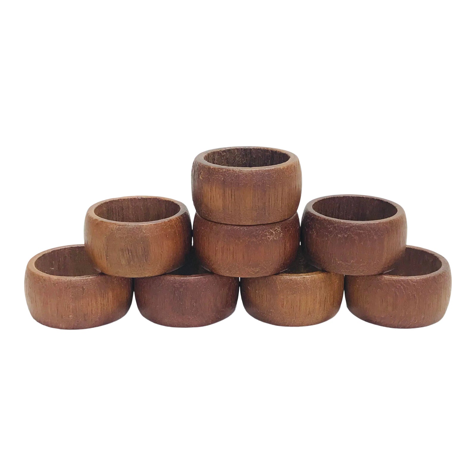 MidCentury Modern Wooden Napkin Rings - Set of 8 | Chairish